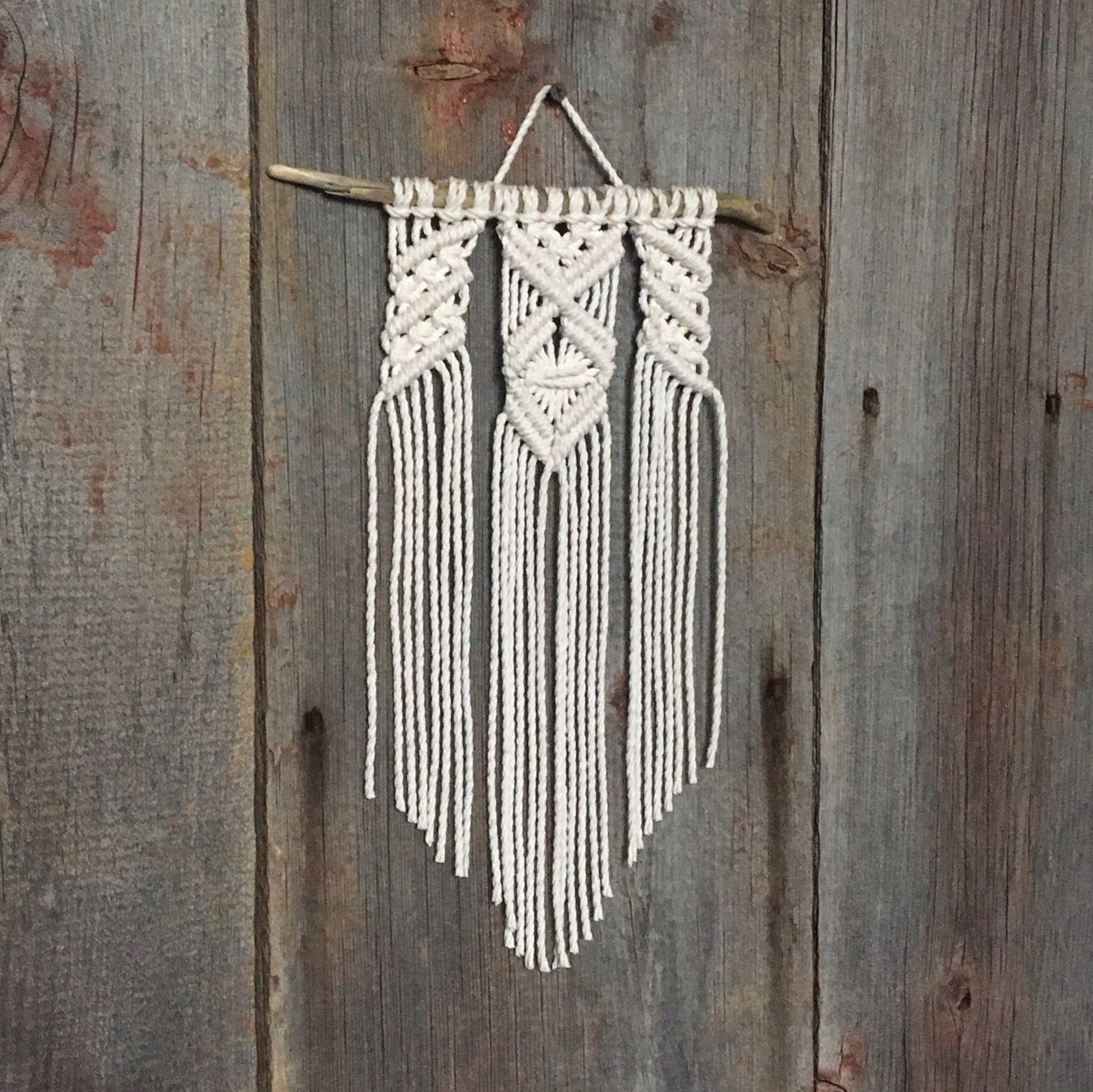 Modern White Geometric Macrame Wall Hanging | Etsy