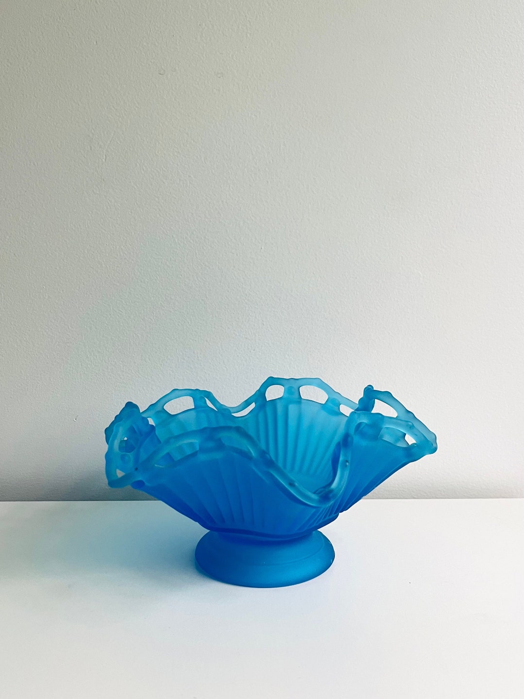 Vintage Westmoreland Blue Frosted Glass Candy Dish Display - Etsy