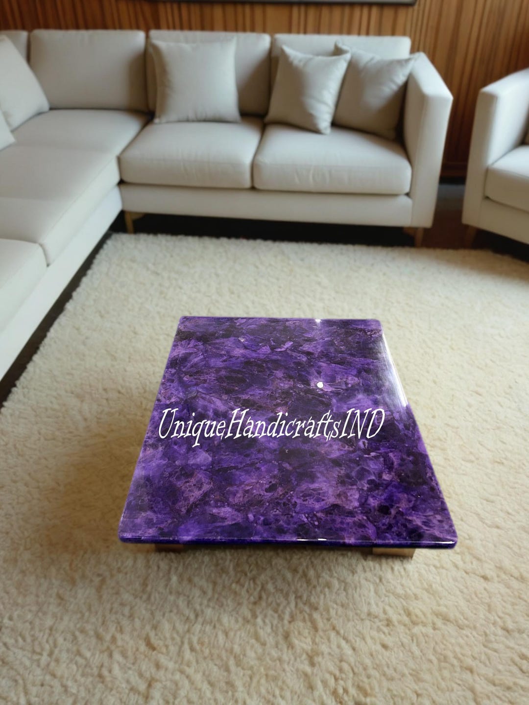 Handmade Amethyst Table Top: Purple Stone Dining, Coffee, or Counter ...