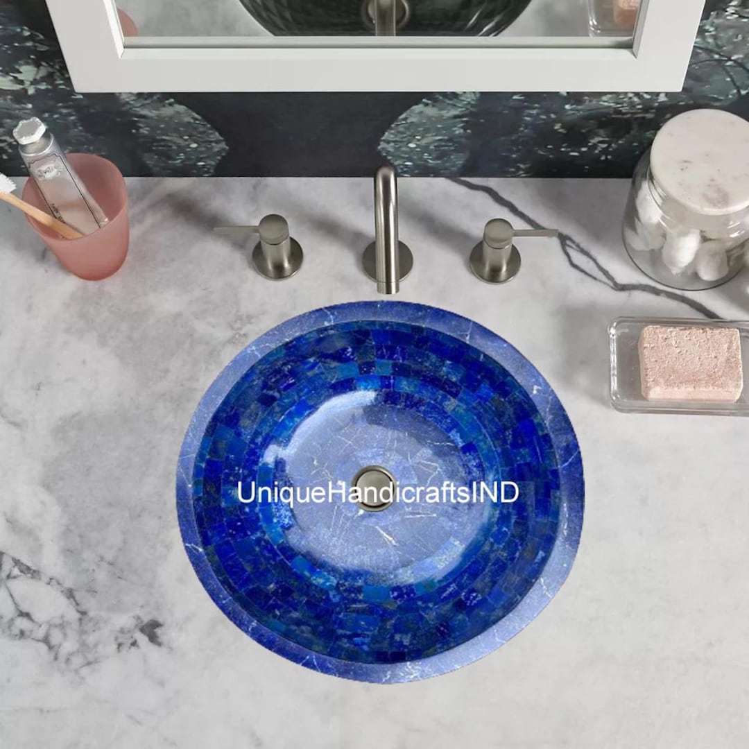 Powder Room Blue Lapis Sink, Bathroom Vassal, Kitchen Sink, Bathroom ...