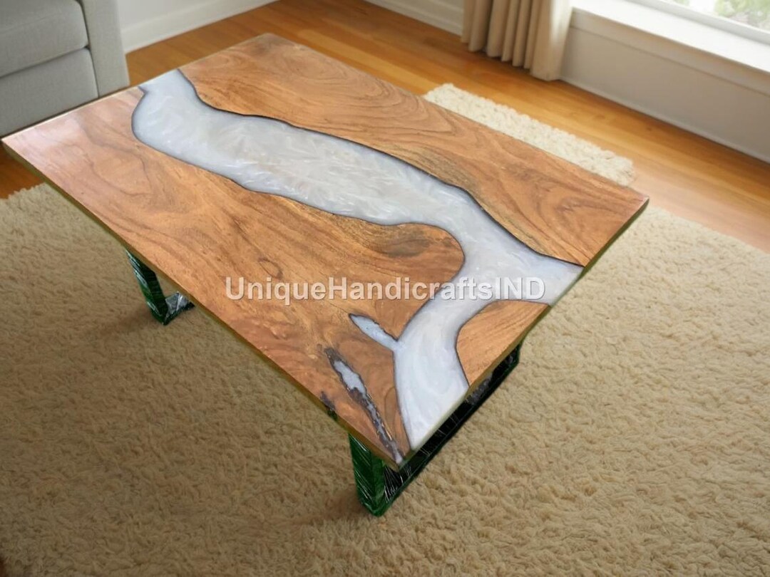 Handmade Gray Epoxy Coffee Table: Farmhouse Wood Resin Table - Etsy