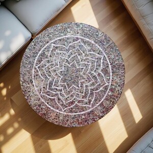 Paua Shell Inlay Coffee Table: Handmade Stone Mosaic, Ocean Decor - Etsy
