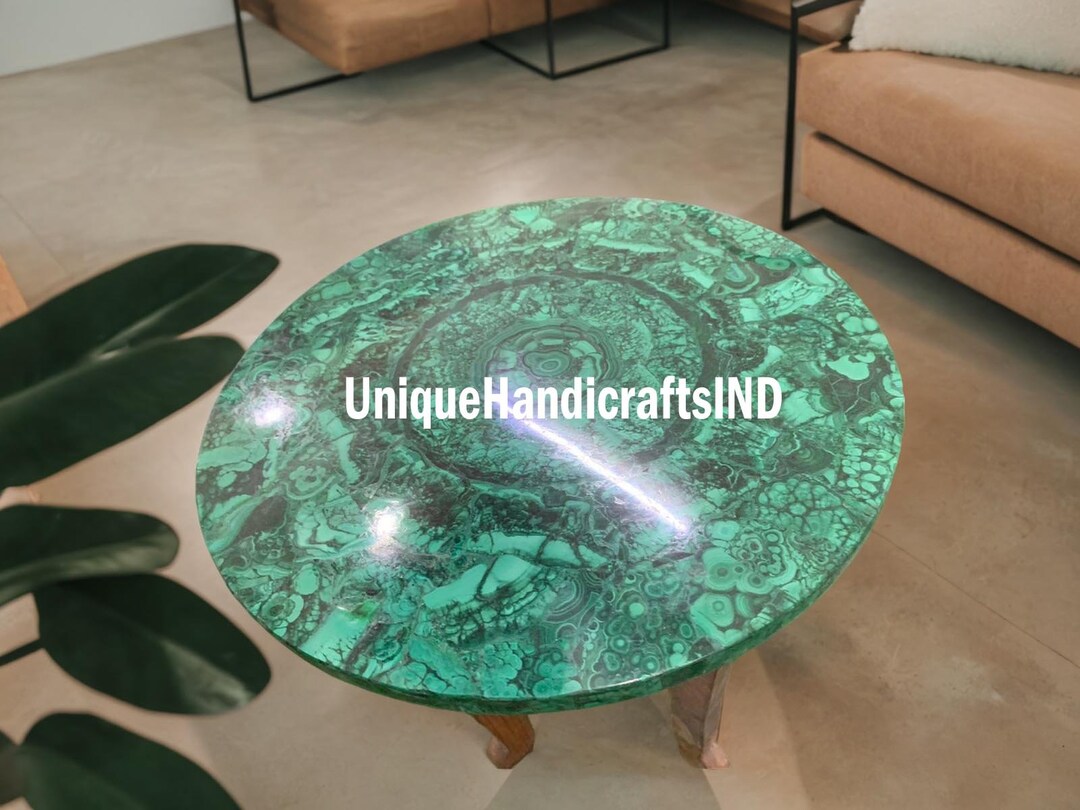 Handmade Malachite Table Top: Round Kitchen Dining Coffee Table - Etsy