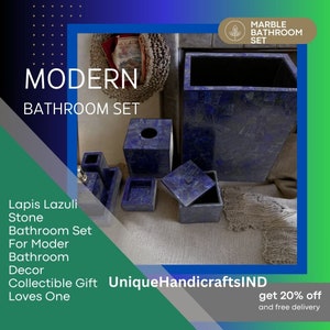 Handmade Lapis Lazuli Marble Bathroom Accessories Set, 7 Piece - Etsy