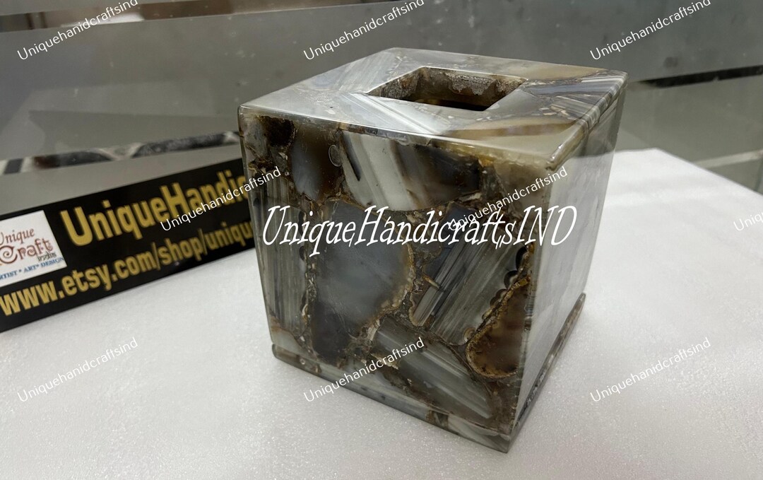 Handcrafted Natural Agate Stone Tissue Box: Home Decor - Etsy