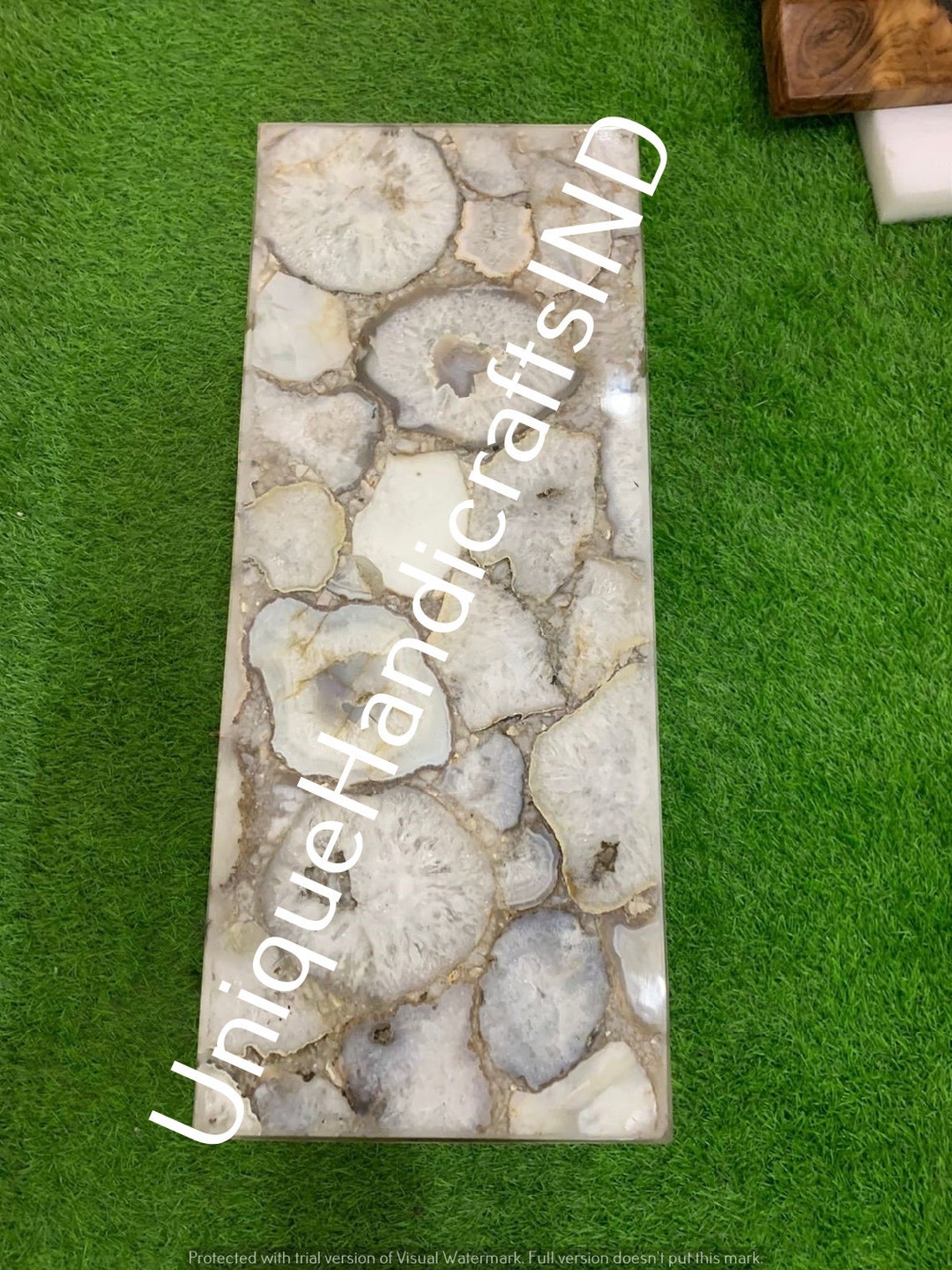 Handmade White Salt Agate Table Top: Luxury Conference Desk - Etsy