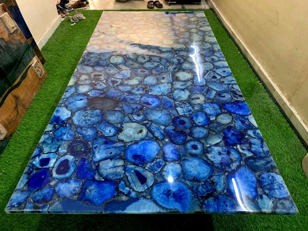 Blue Stone Table Top, Kitchen Slab, Blue Agate Coffee/kitchen/living ...
