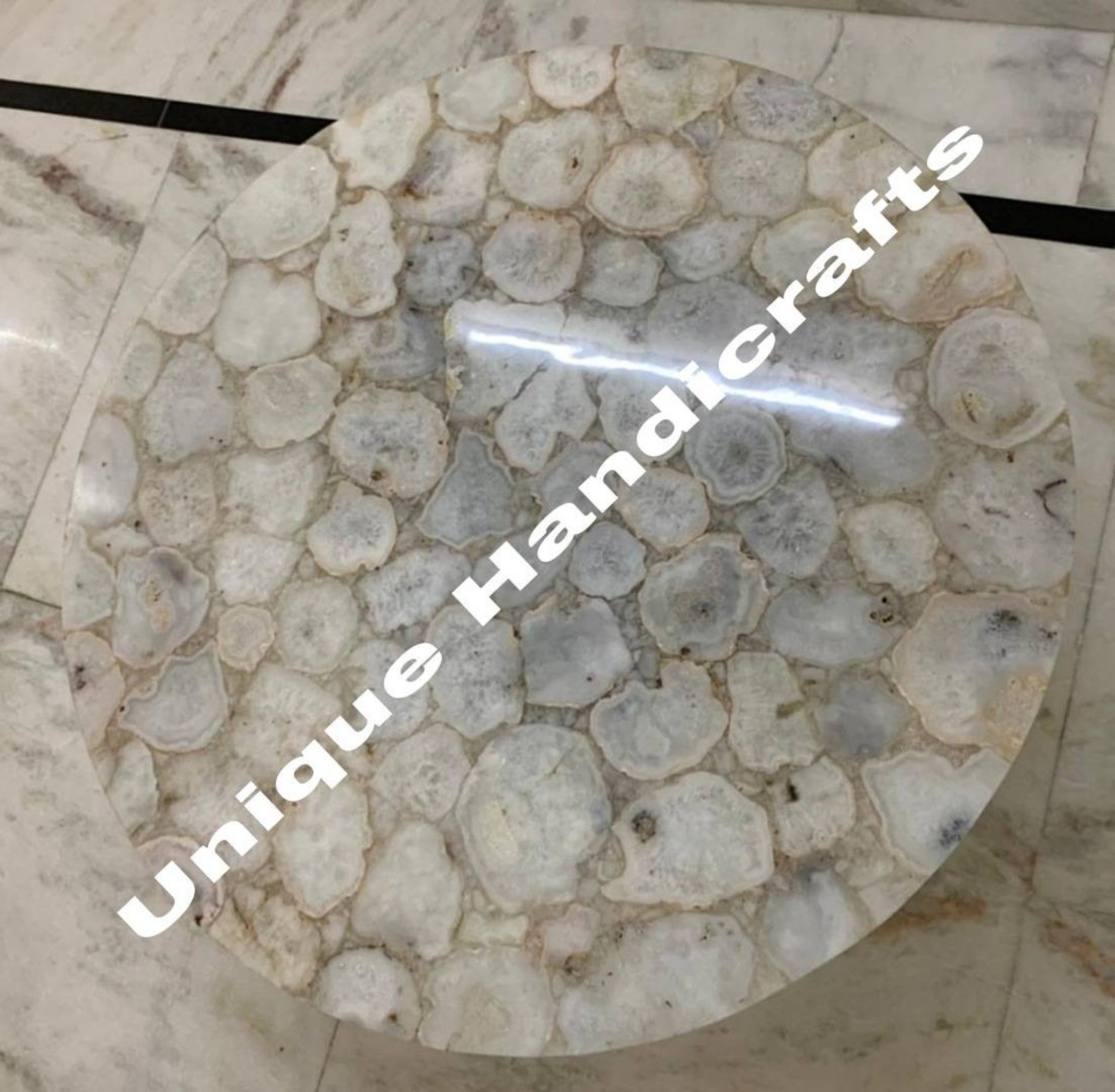 Handmade White Agate Table Top: Stone Coffee Table Slab - Etsy