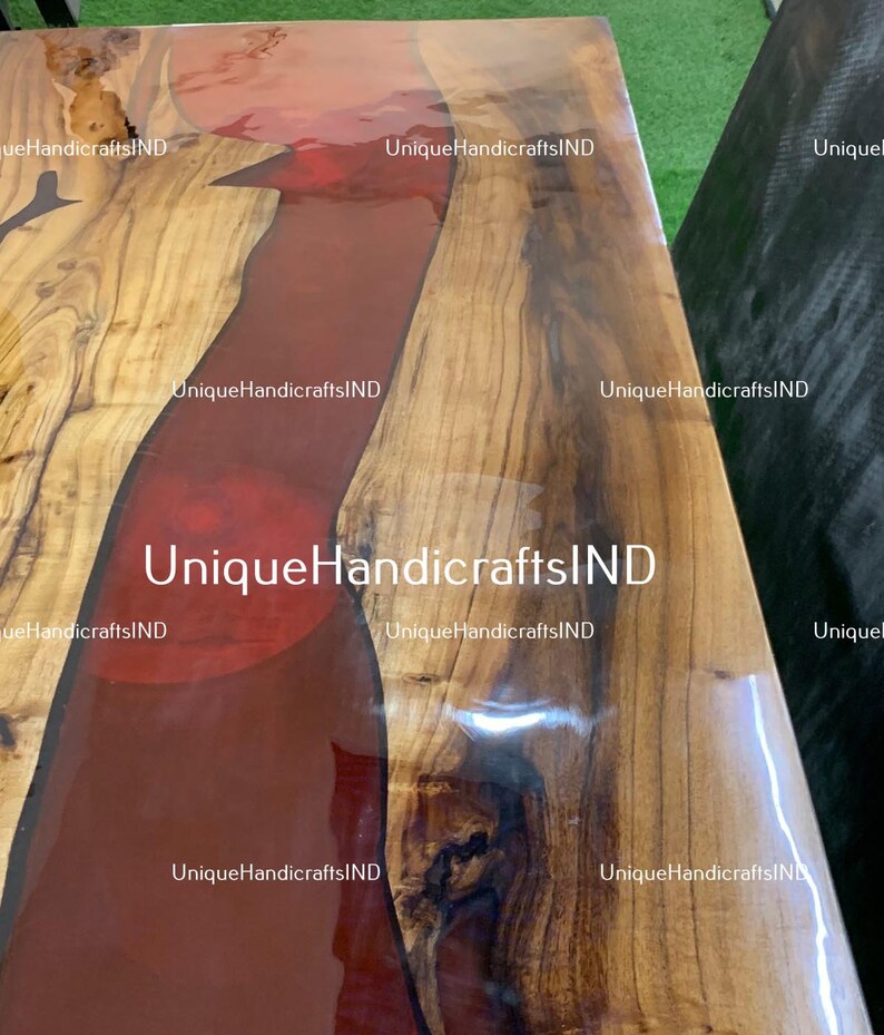 Handmade Red Epoxy Coffee Table: Wood Resin Home Decor - Etsy