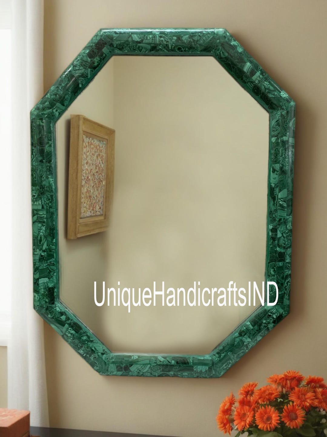 Natural Malachite Stone Wall Mirror Handmade Luxury Wall Hanging Mirror ...
