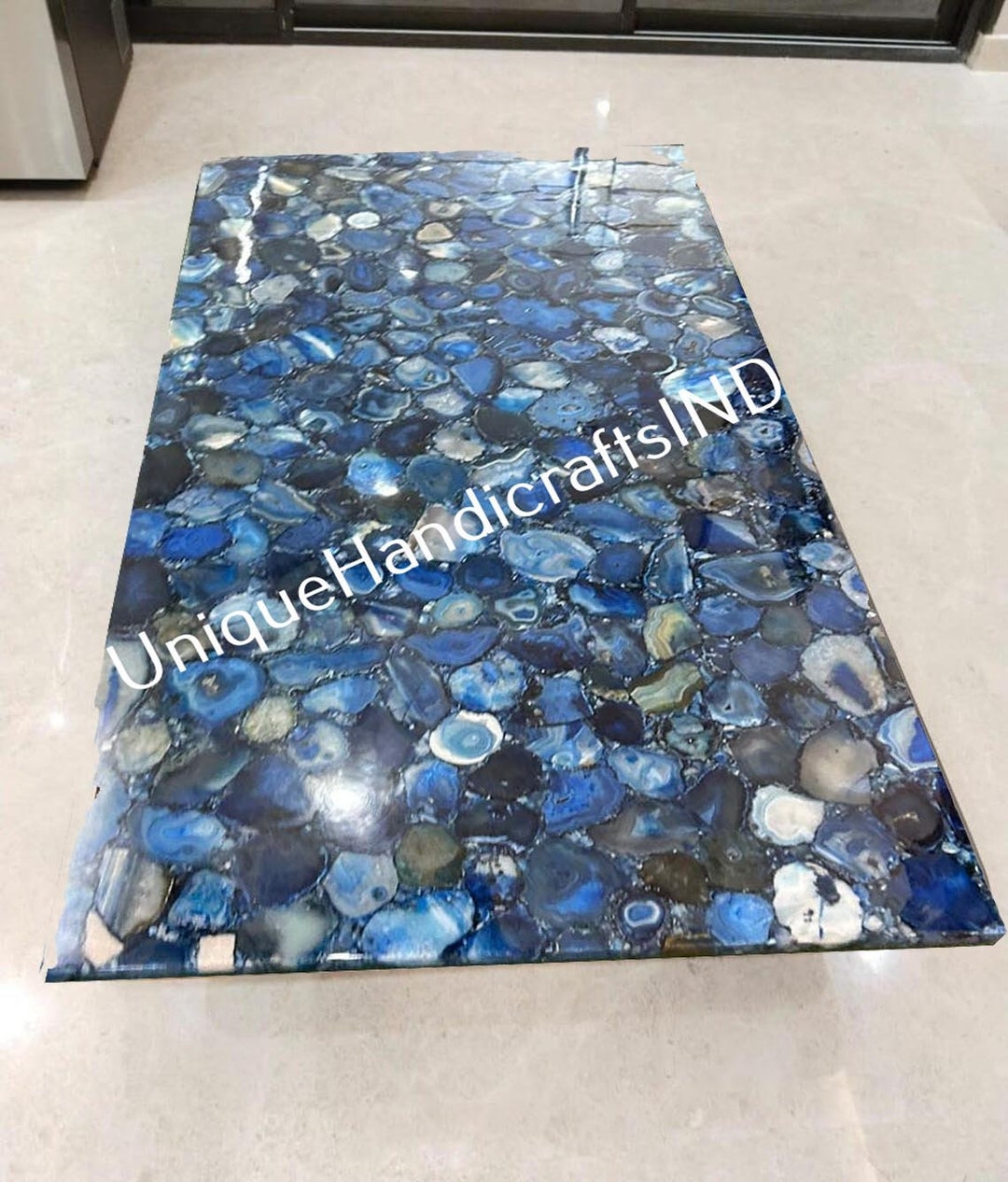 Handmade Blue Agate Stone Countertop Slab: Kitchen Bar Top - Etsy