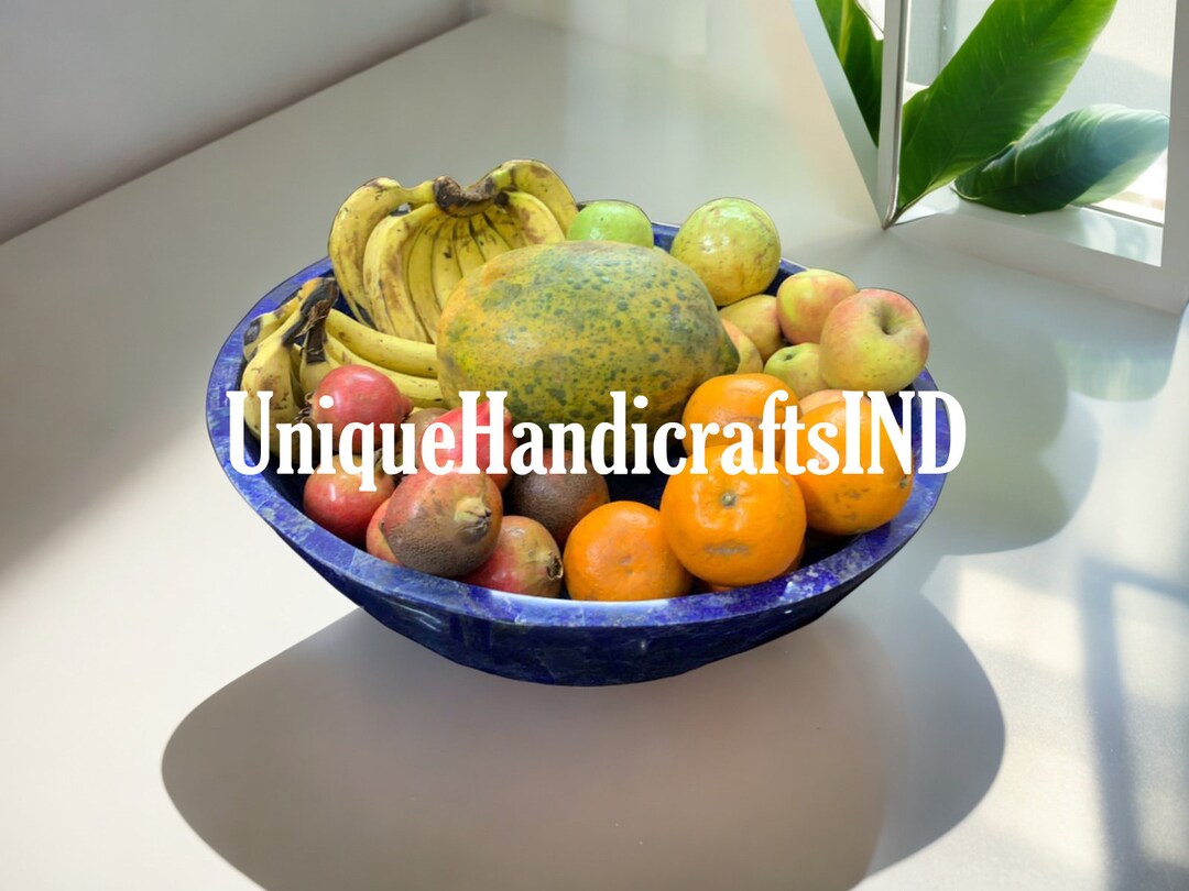 Fruit Bowl With Lapis Lazuli Inlay Stone Crystal Art, Fruit Bowl, Pasta ...