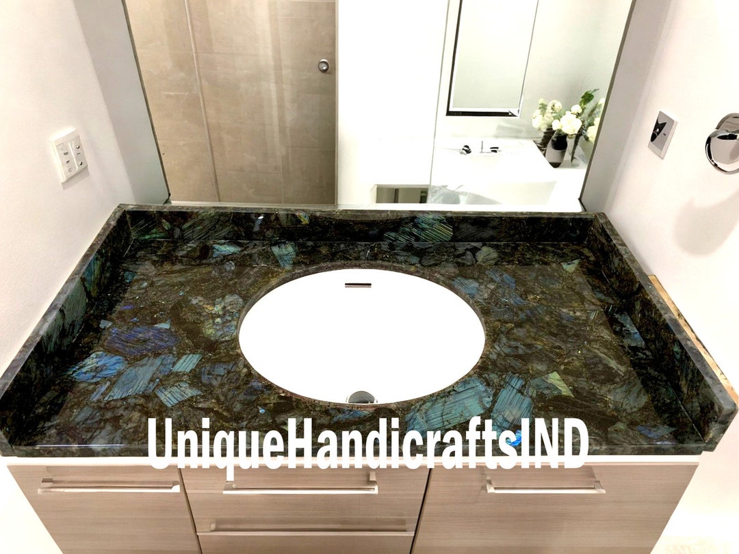 Bathroom Countertop Sink Vanity Slab With Labradorite Semi Precious ...