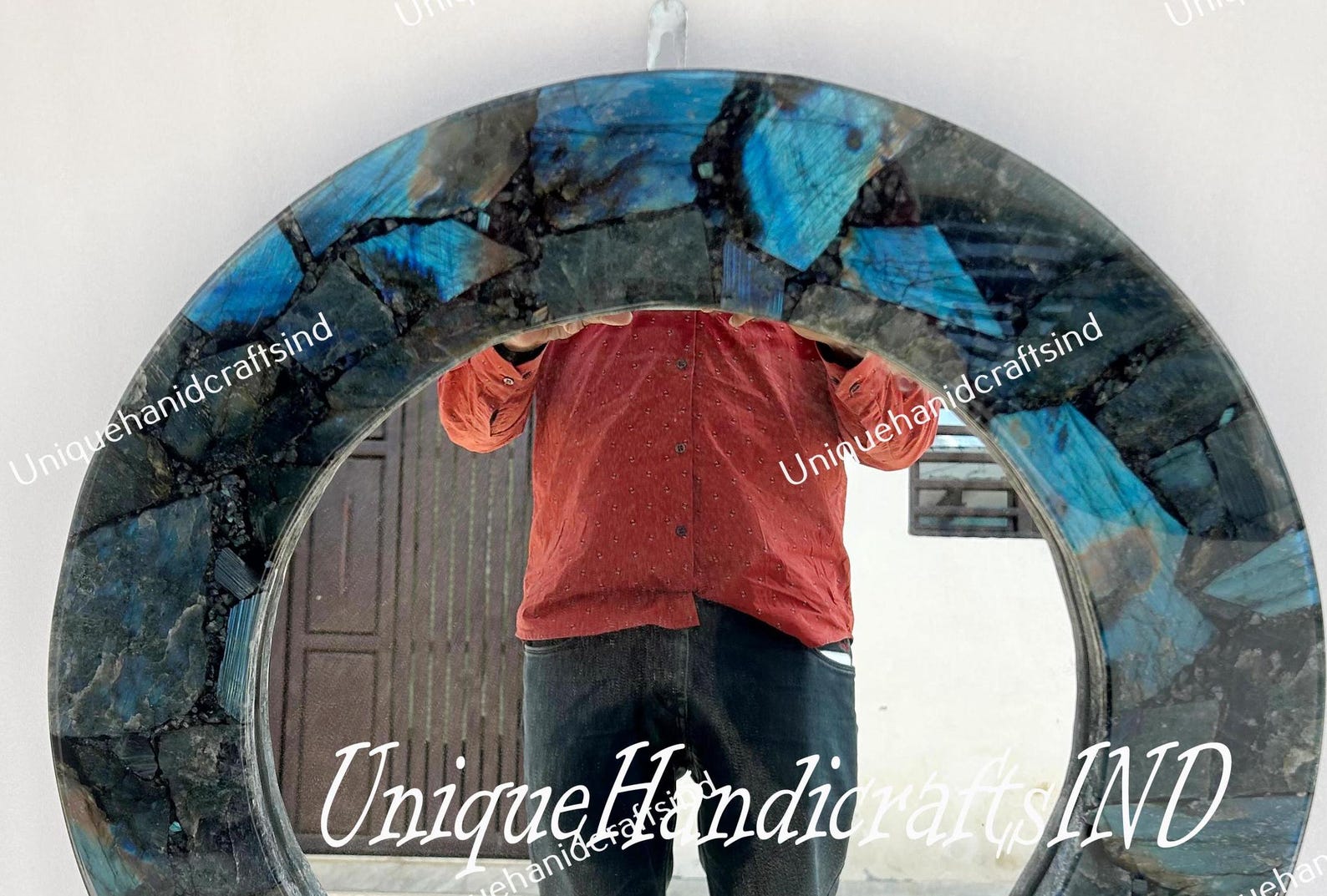 Labradorite Round Wall Mirror: Handmade Stone Art, Custom Size - Etsy