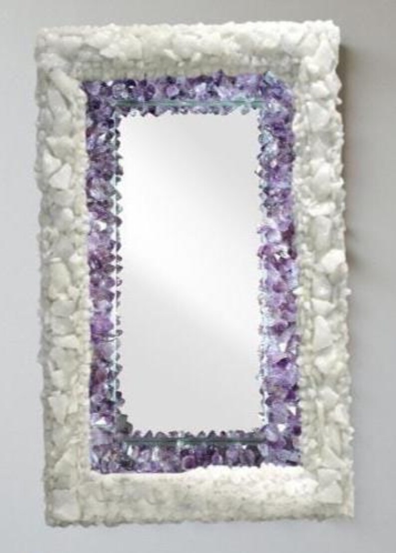 Amethyst & Quartz Wall Mirror: Handmade Gemstone Home Decor - Etsy