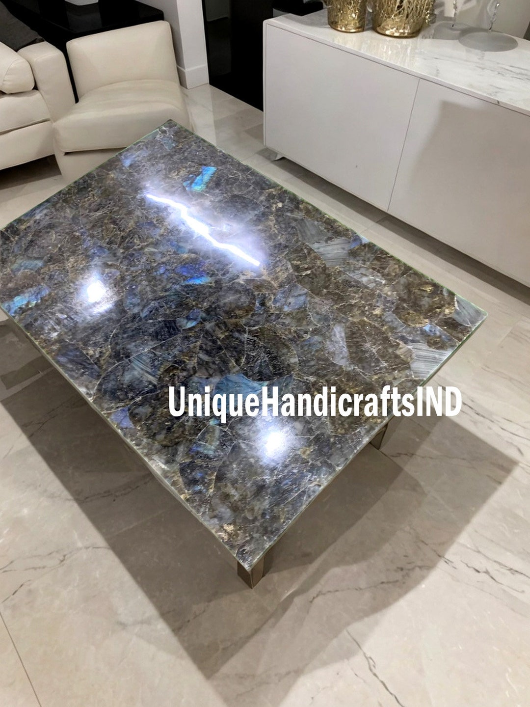 Agate Table Top, Labradorite Countertop, Coffee Table Desk, Center Dine ...