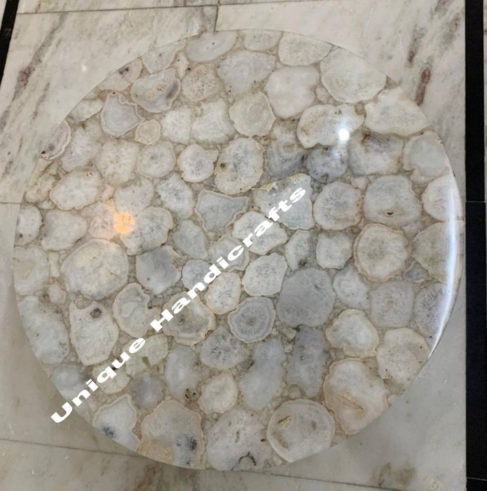 Handmade White Agate Table Top: Stone Coffee Table Slab - Etsy