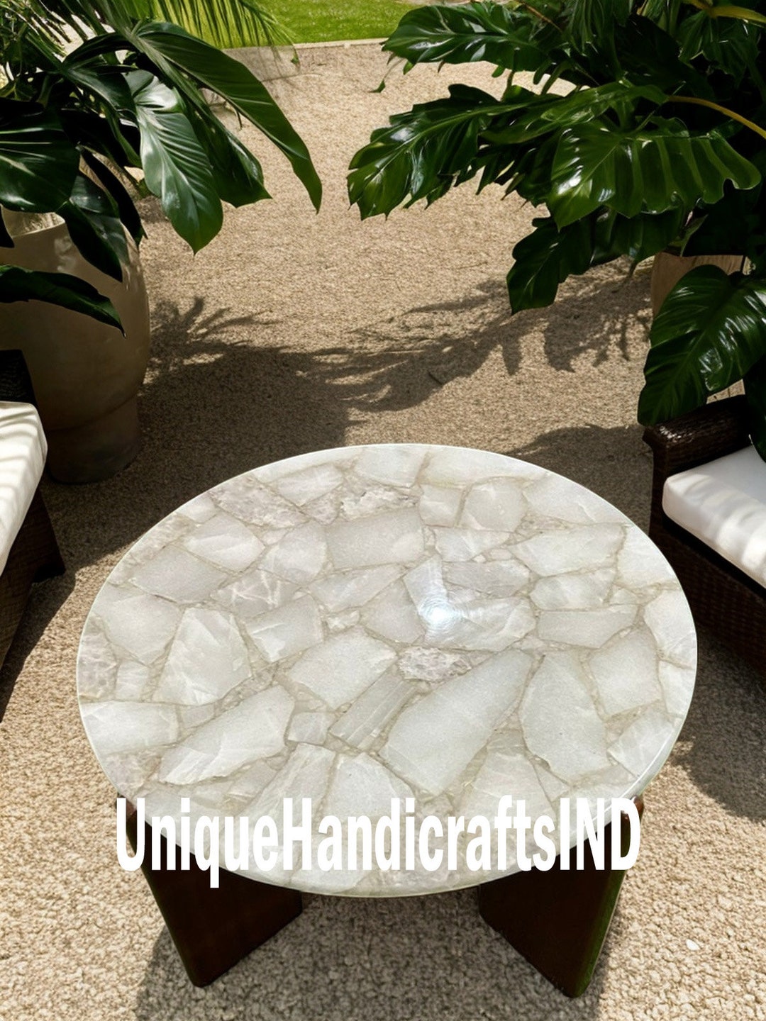 White Quartz Center Table Top, Natural Quartz Table, Quartz Table Slab ...