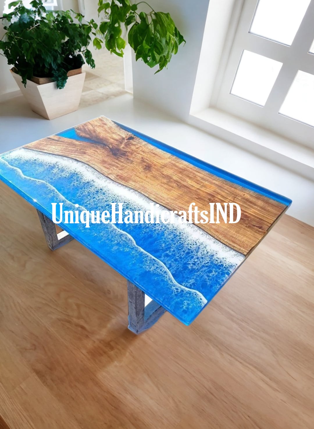 Handmade Ocean Epoxy Resin River Table Top: Walnut Wood Art - Etsy