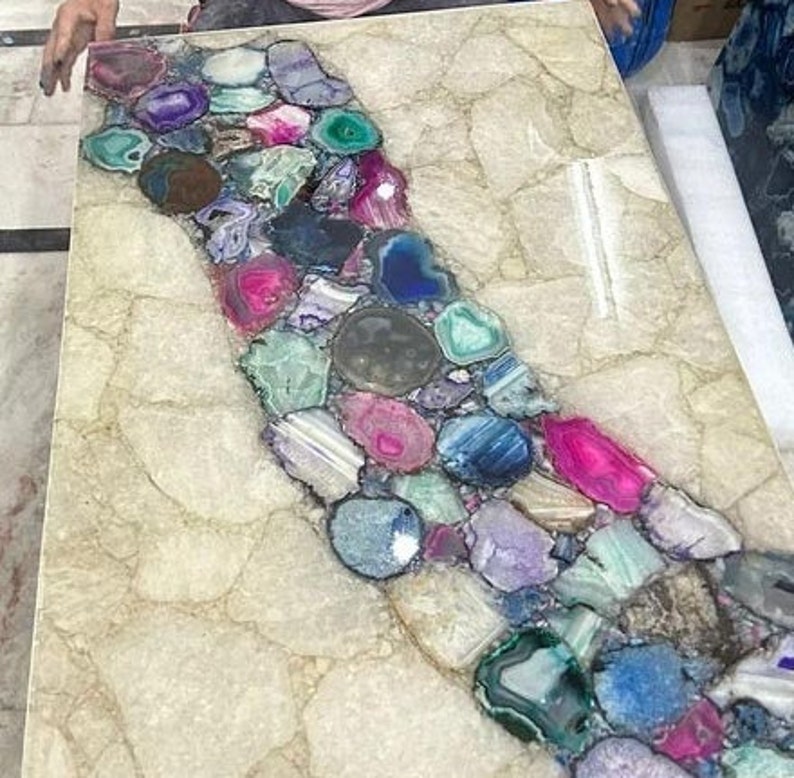 Luxury Quartz Stone Dining Table Custom-made Semi-precious Stone ...