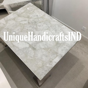 Quartz Countertop, Natural White Crystal Quartz Dining Table Top, White ...
