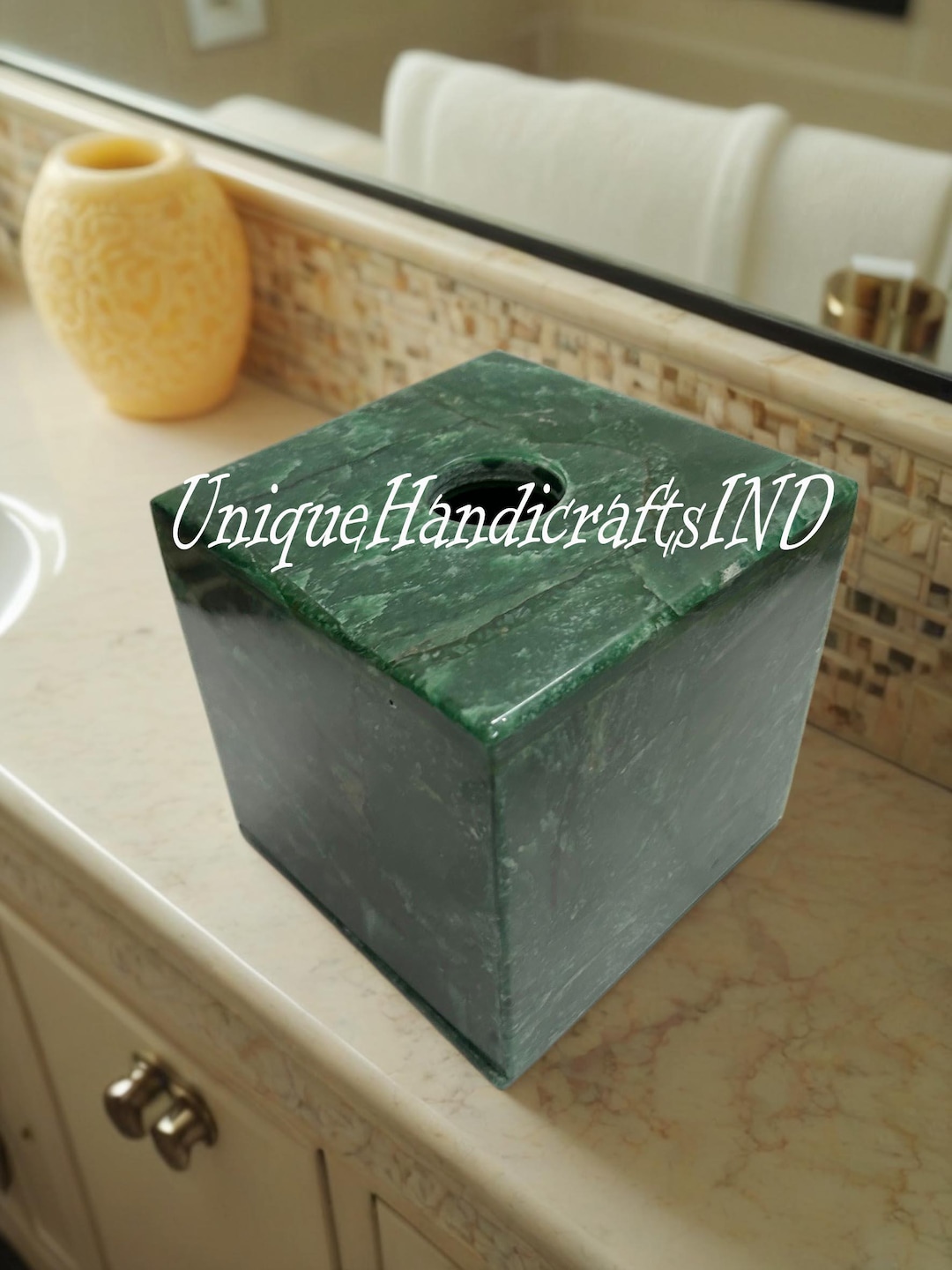 Tissue Box in Green Aventurine Agate Stone/ Decorative Tissue Box Cover ...