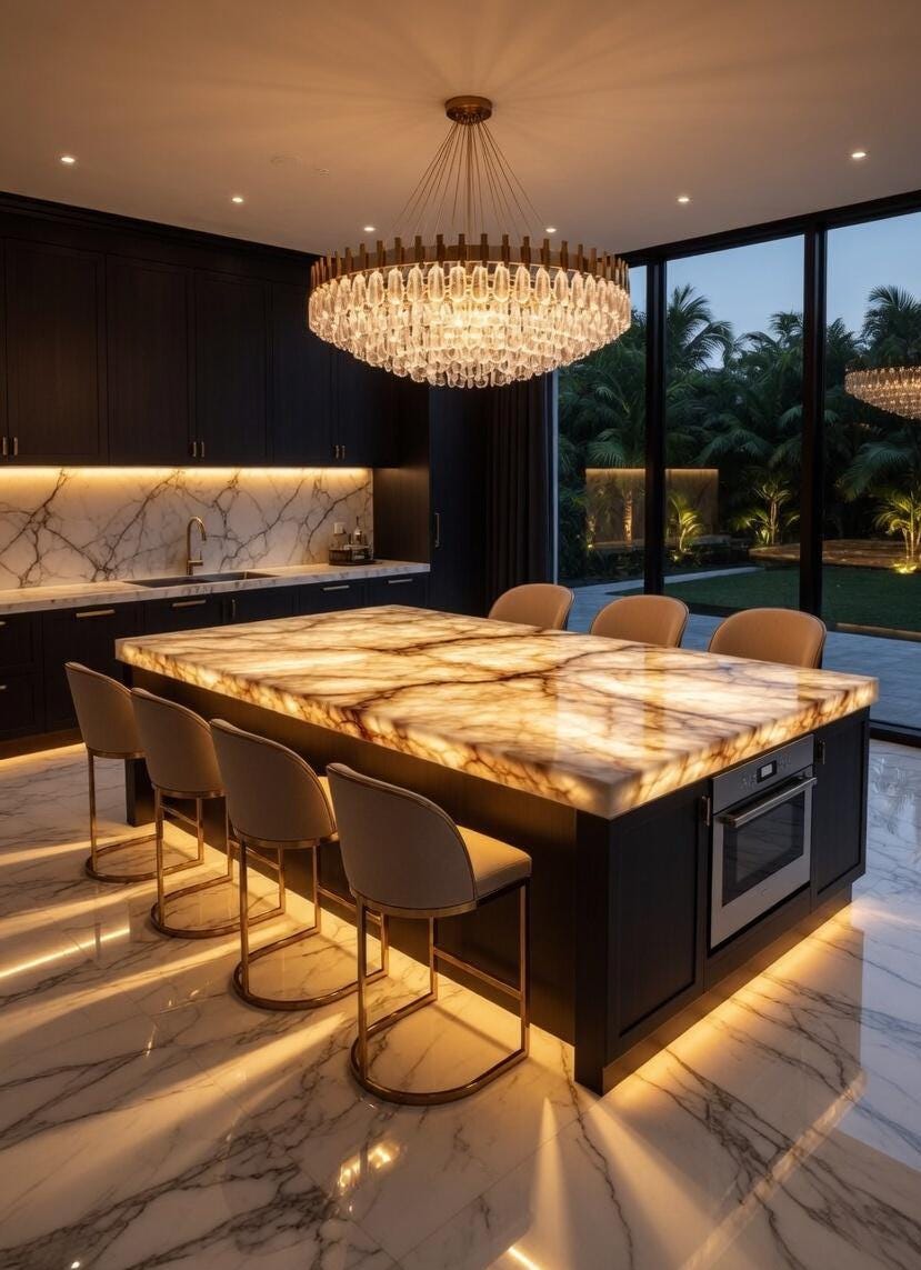 Backlit Cristallo Quartzite Slab – Translucent White Stone Kitchen ...