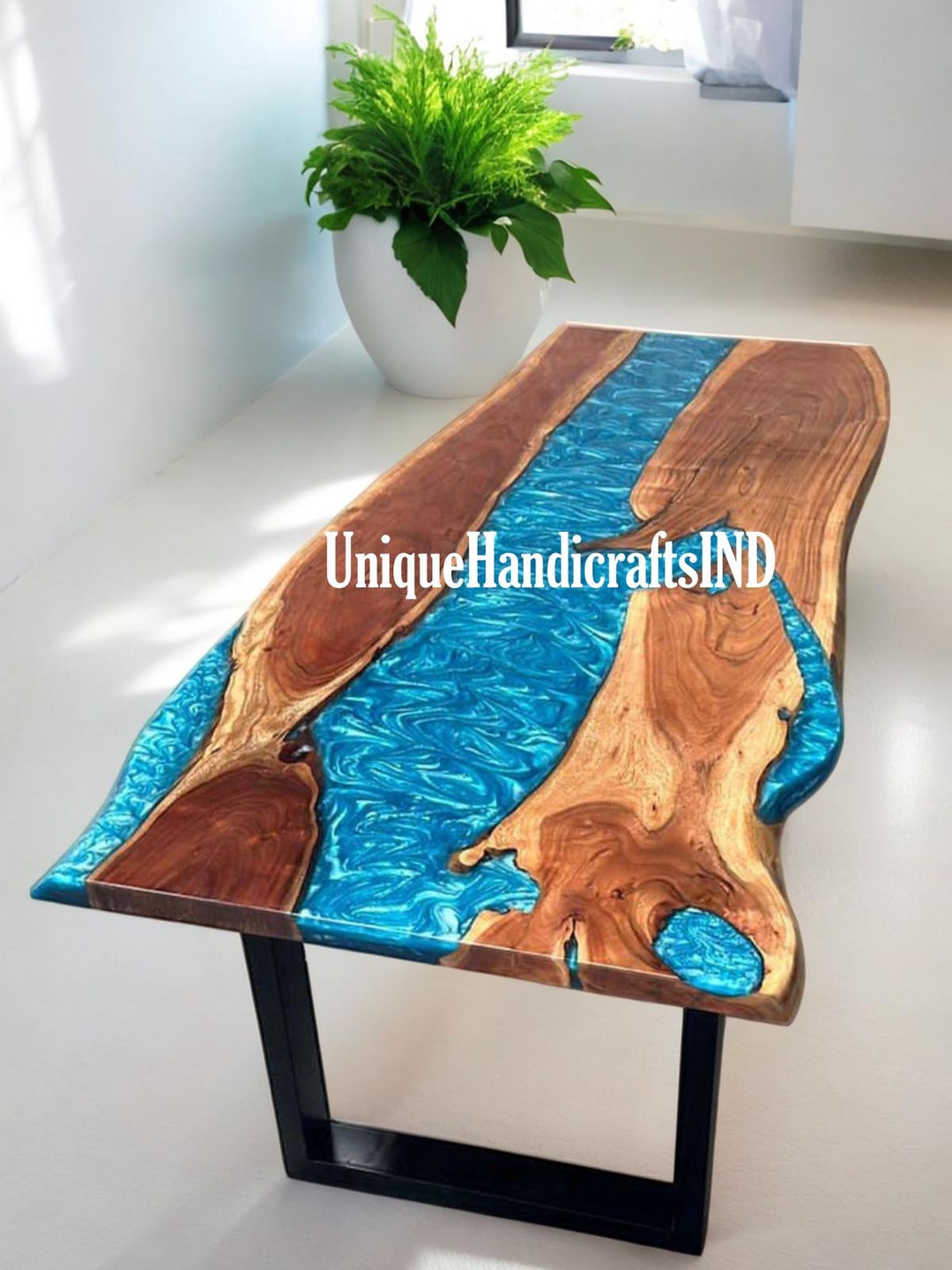Blue Epoxy Table Top, Live Edge Epoxy Dining Tables, Conference Room ...