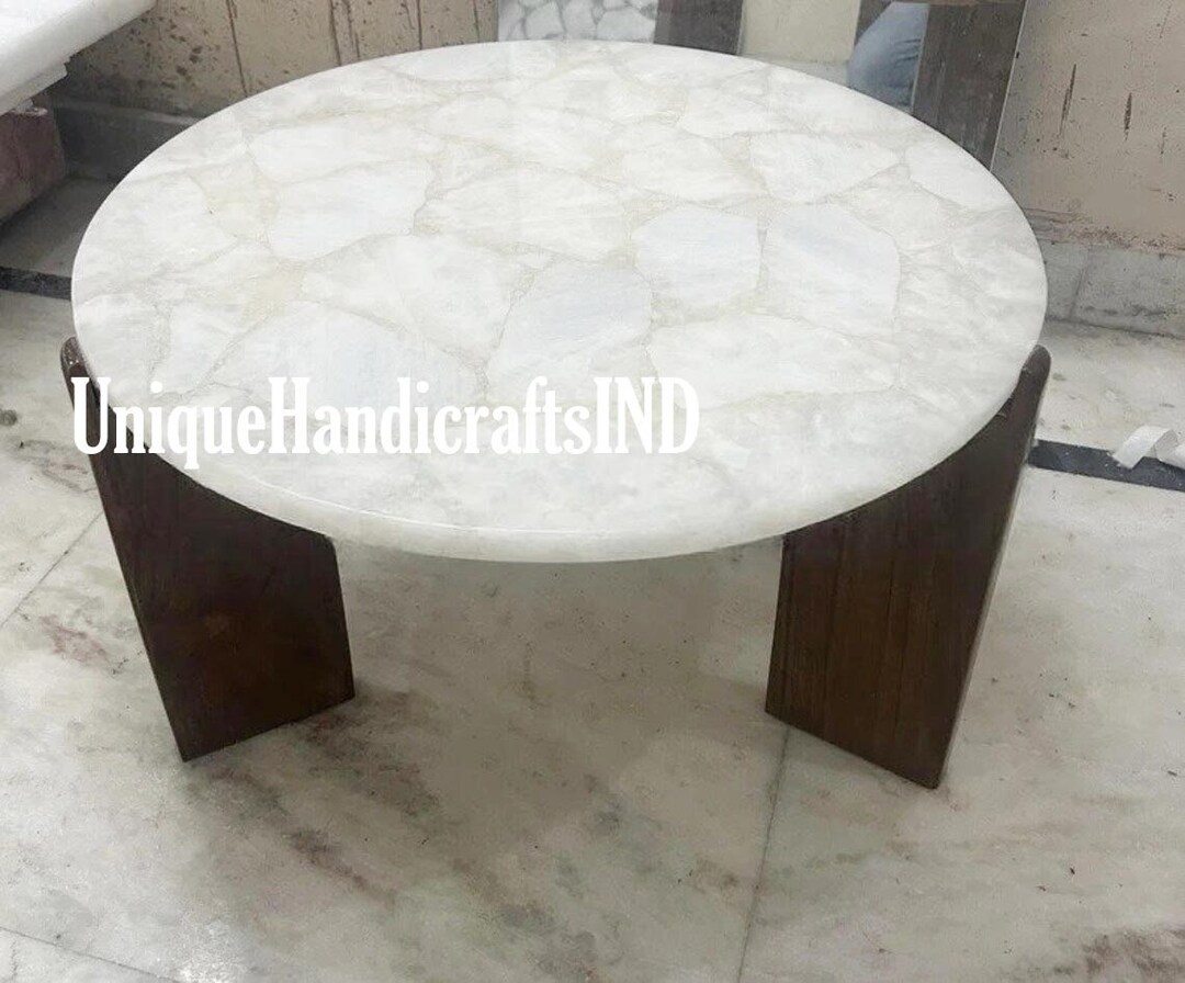 Natural Quartz Table Top for Home Décor Interior White Quartz Round ...