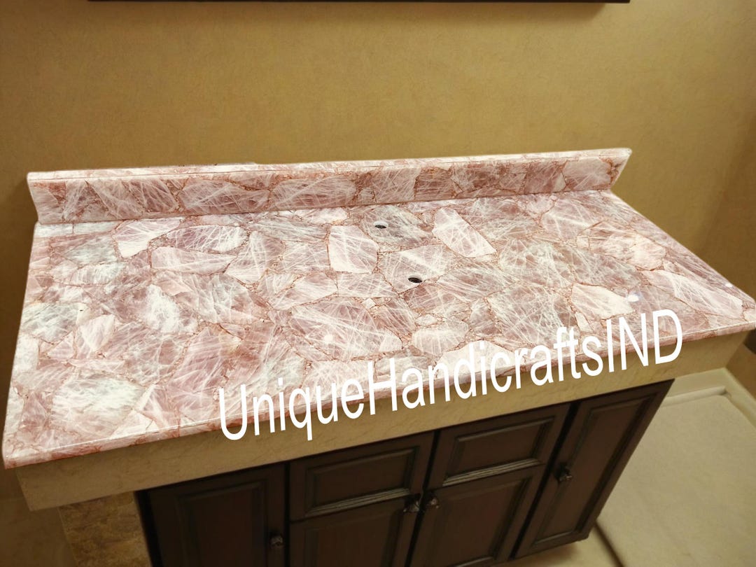 Pink Rose Quartz Kitchen & Bar Countertop With Backsplash ,pink Rose ...