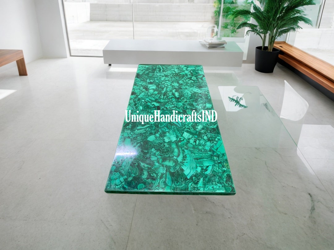 Green Malachite Stone Table Top, Stones Random Work Semi Precious Stone ...