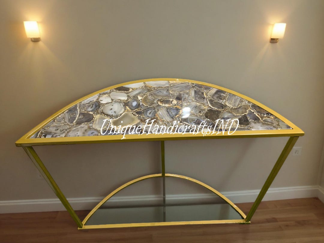 Handmade Brown Wild Agate C Table: Modern Console Entryway Table - Etsy