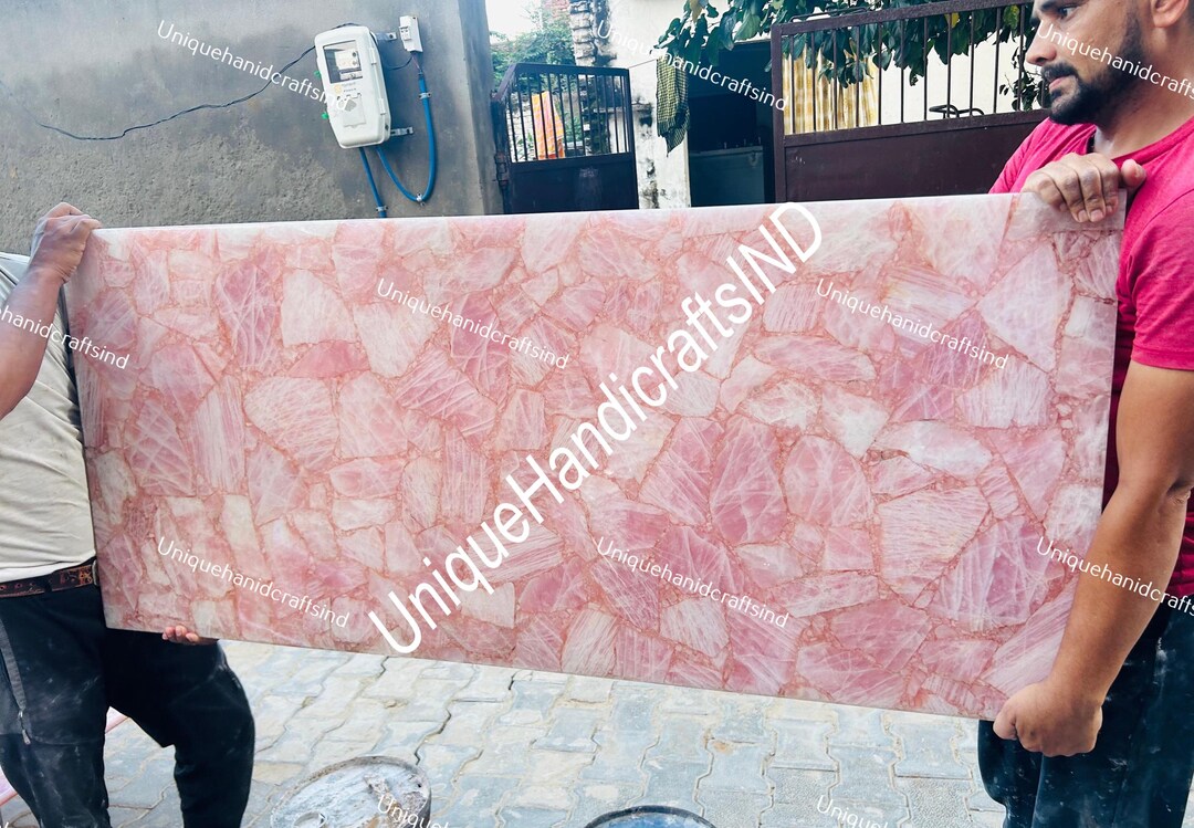 Handmade Rose Quartz Countertop Slab: Elegant Stone Table Top - Etsy