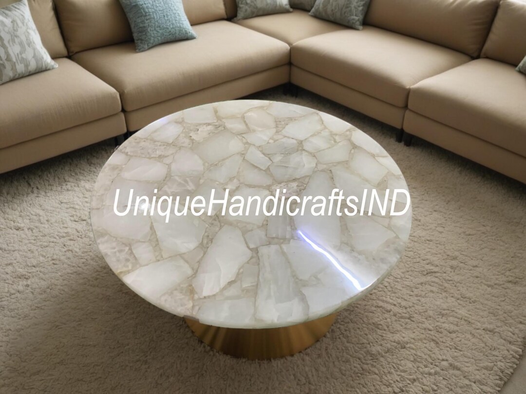 Natural Quartz Table Top / White Quartz Round Center Table Top / Quartz ...