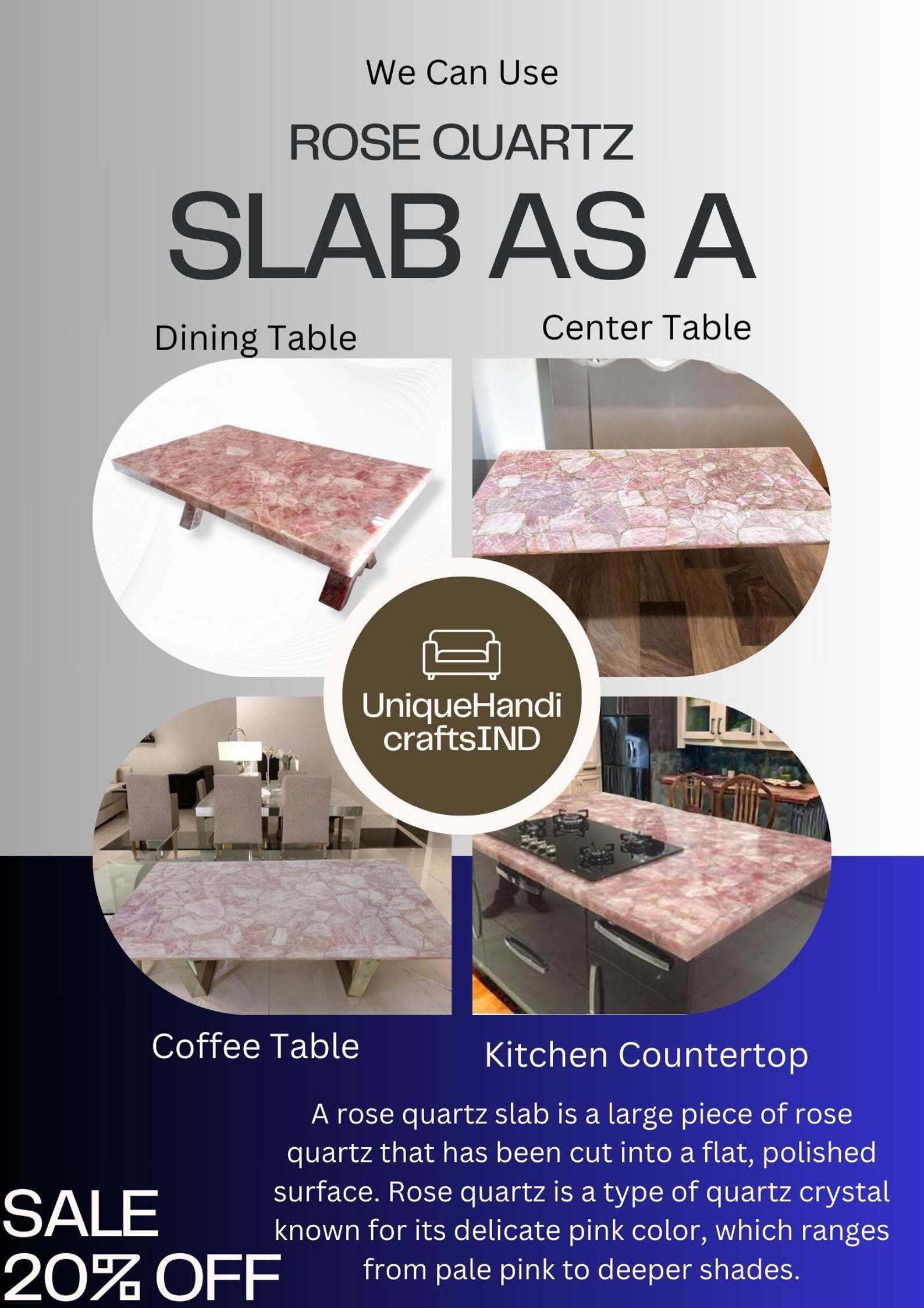 Handmade Rose Quartz Countertop Slab: Elegant Stone Table Top - Etsy
