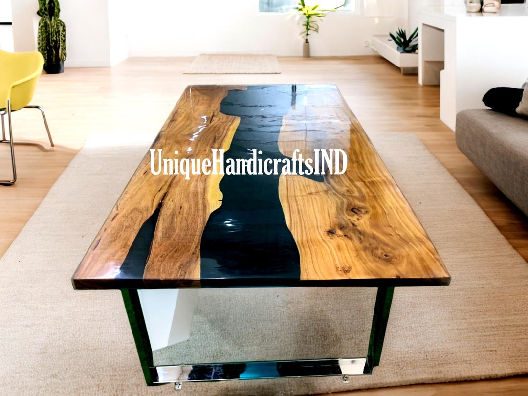 Epoxy Resin Table Transparent Green Resin Art, Dining, Coffee, Center ...