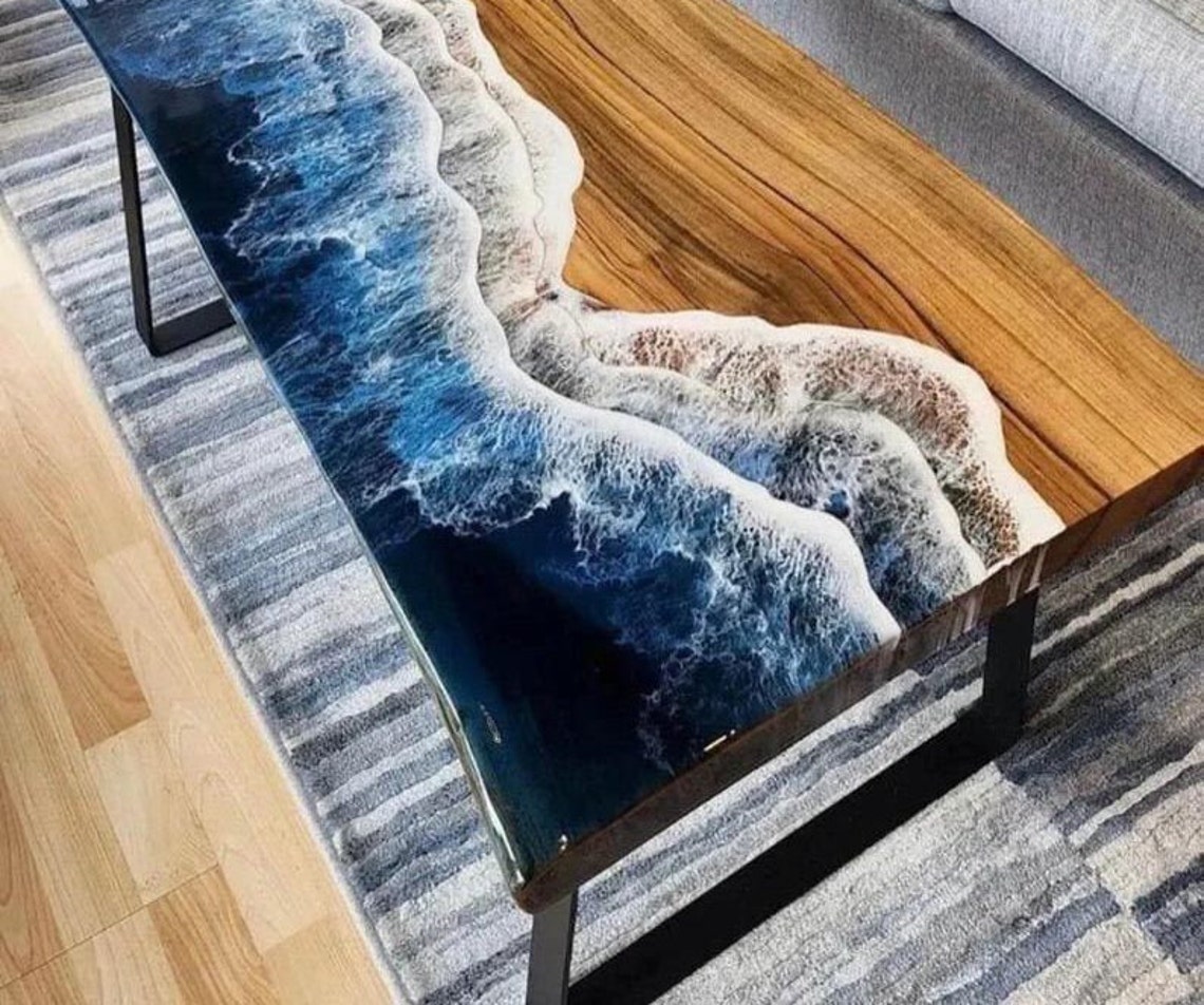 Ocean Wave Epoxy Resin Top Center Sofa Dining Table Kitchen - Etsy