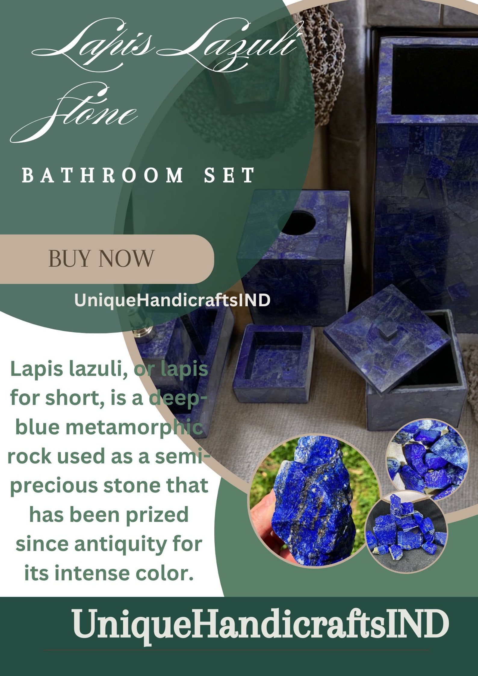 Handmade Lapis Lazuli Marble Bathroom Accessories Set, 7 Piece - Etsy