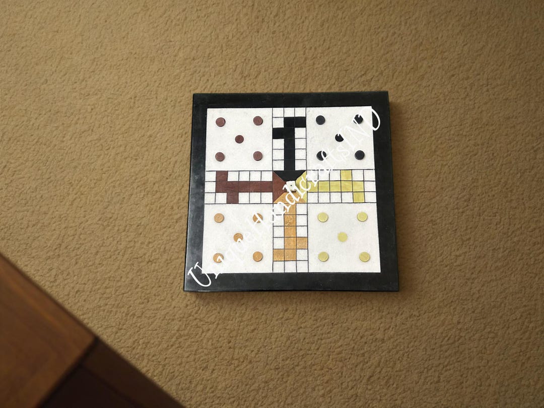 Handmade Marble Ludo Board Game: Semi-precious Stone Inlay, Luxury ...