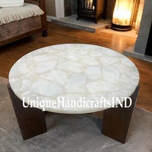 Natural Quartz Table Top for Home Décor Interior White Quartz Round ...