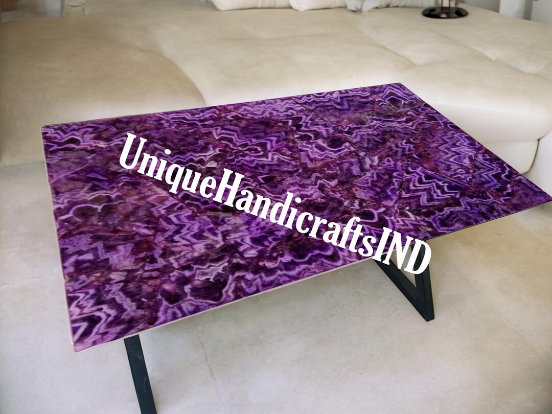 Amethyst Agate Stone Dining Table Top: Purple Decor Furniture - Etsy