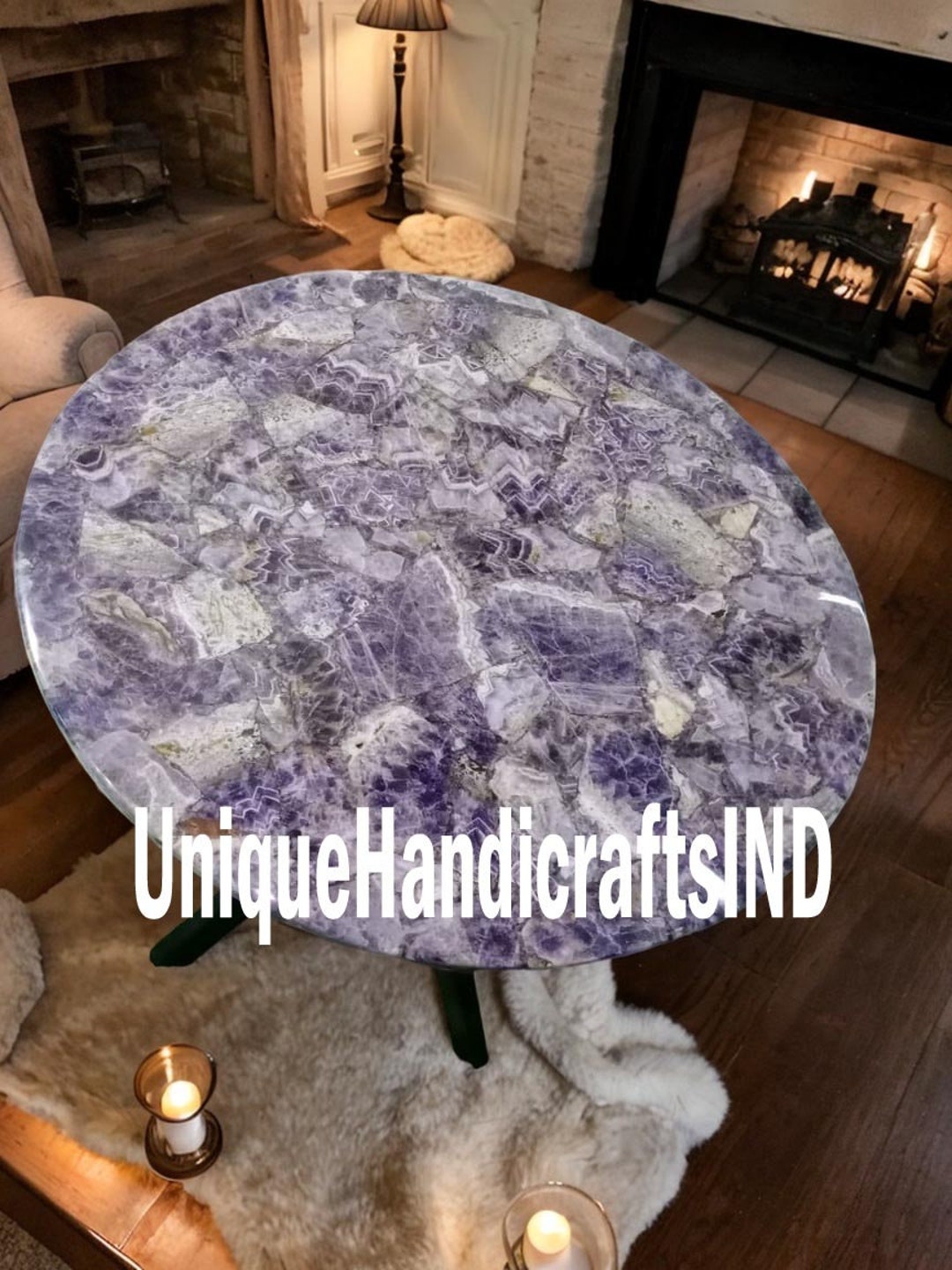 Amethyst Geode Coffee Table, Round Amethyst Dining Table Top, Side ...