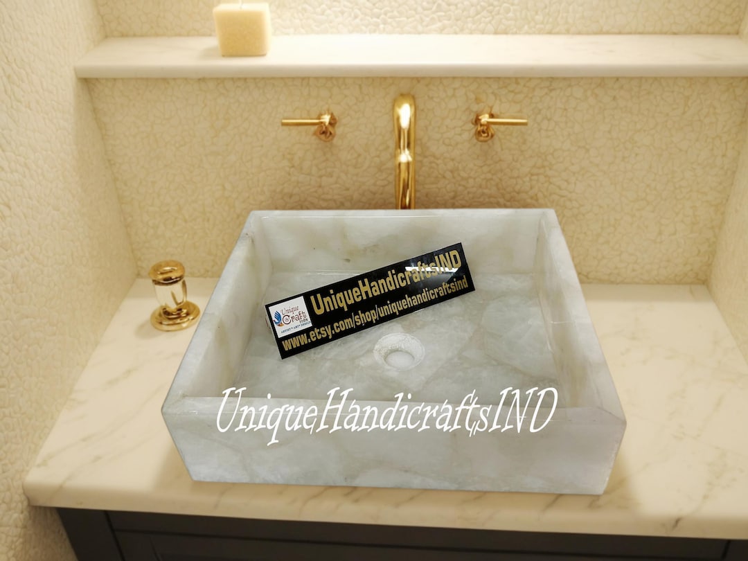 Custom Quartz Bathroom Sink: Integrated Countertop, Handmade - Etsy