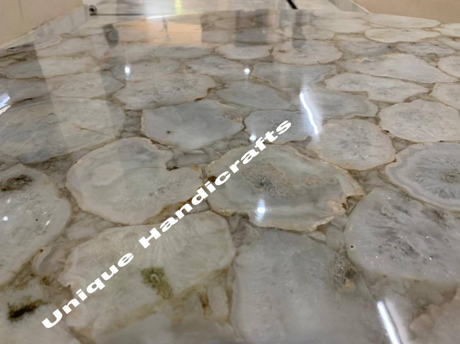 Handmade White Agate Table Top: Stone Coffee Table Slab - Etsy
