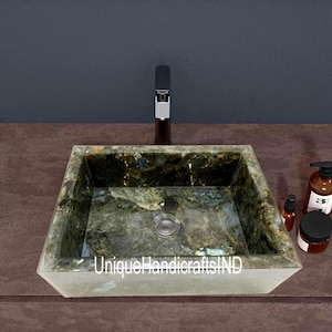 Washbasin, Labradorite Stone Top Sink/ Kitchen Accessories, Vessel ...
