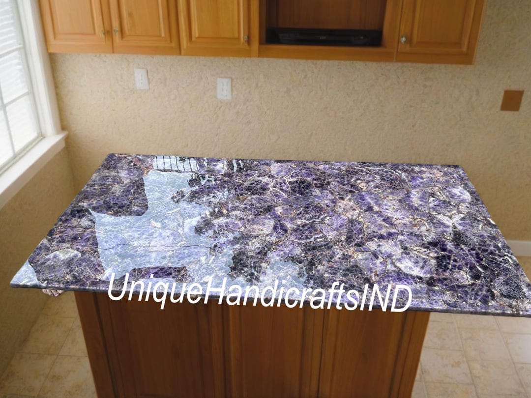 Amethyst Gems Stone Slab Counter Top Random Work Buffet Table Console ...