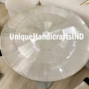 Selenite Coffee Table Top Handmade Decorative Sun Rays Design Counter ...