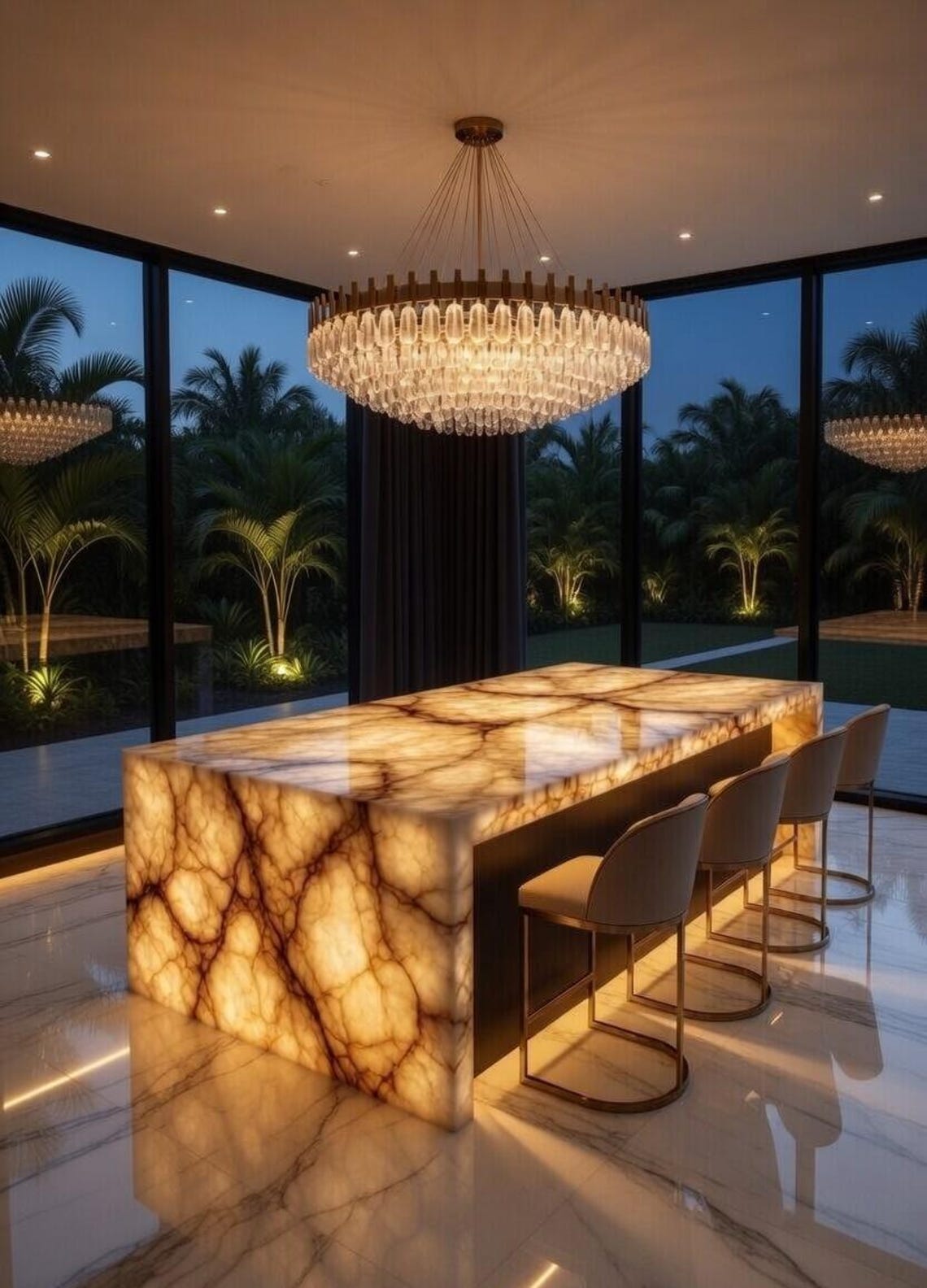 Backlit Cristallo Quartzite Slab – Translucent White Stone Kitchen ...