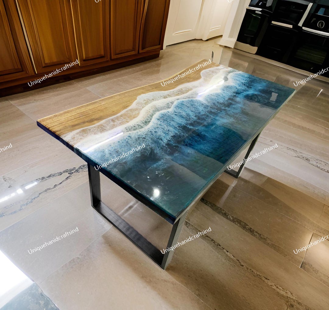 Custom Made Epoxy Resin Counter Top Handmade ,center Dining Kitchen ...