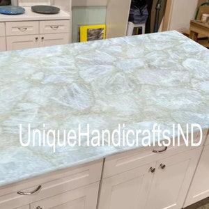 Custom White Quartz Countertop: Handmade Stone Kitchen Island - Etsy